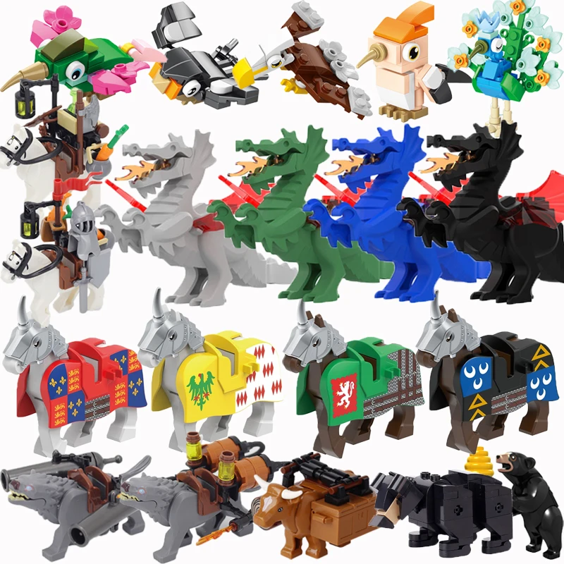MOC Animal Building Block Accessories Set Crow Parrot Peacock Eagle ...