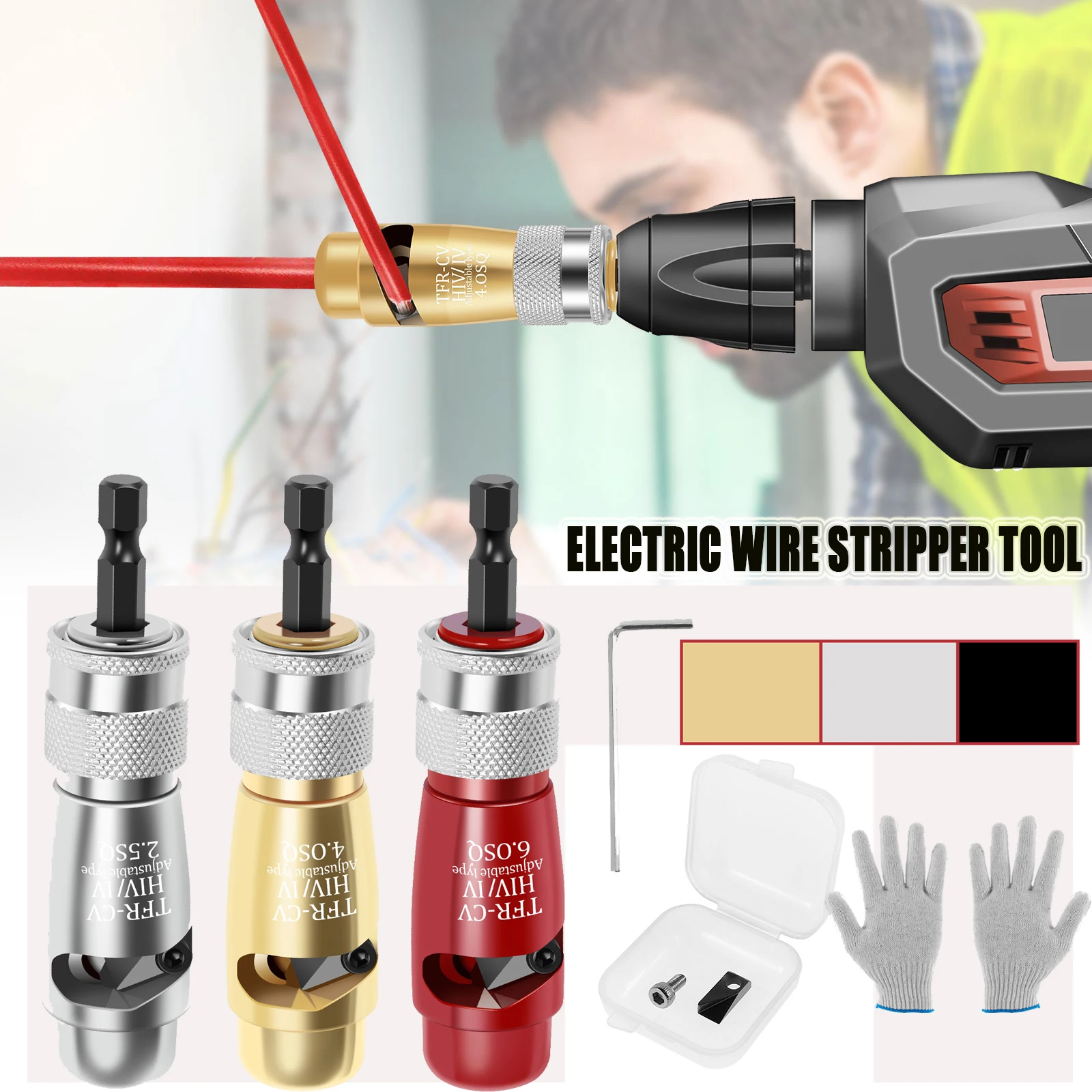 Electricity-Wire-stripper-For-Power-Drill-Adjustable-Cable-Peeler-Tool ...