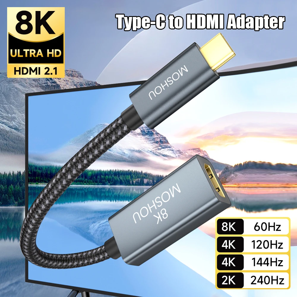 MOSHOU-Type-C-to-HDMI-2-1-Adapter-Thunderbolt-3-USB-C-to-HDMI-Video ...