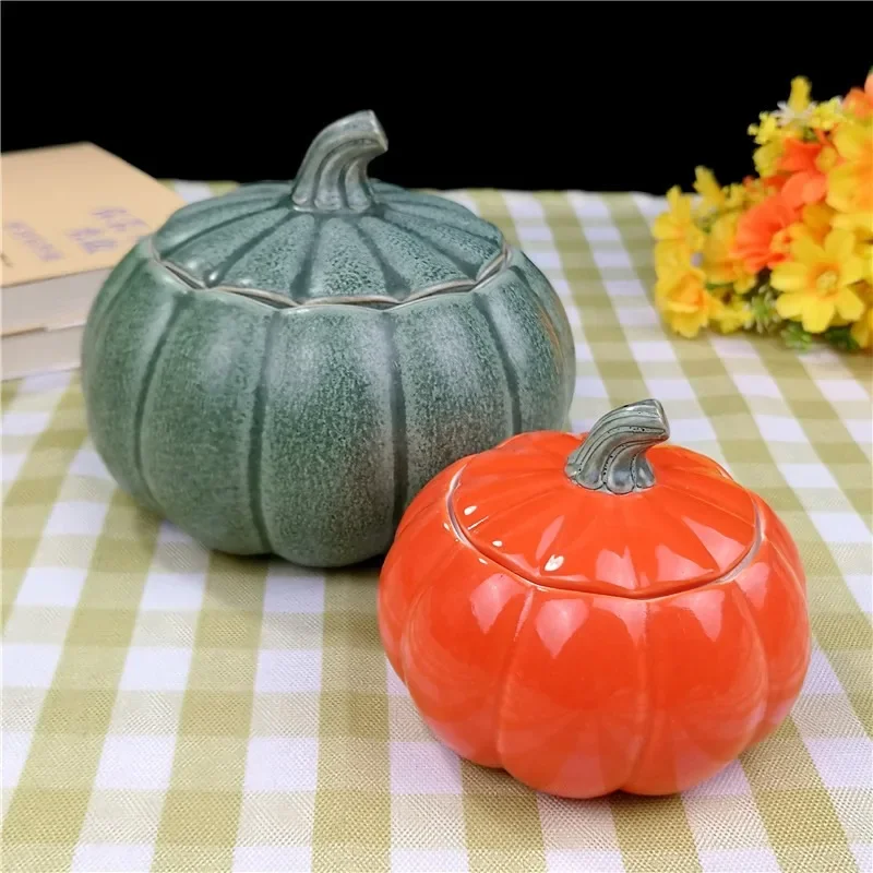 Pumpkin Ceramic Tea Can Moisture-proof Storage Tank Sealed Tank Tea Box ...