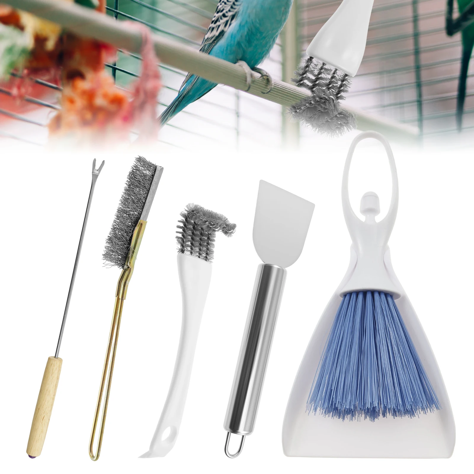 5Pcs Bird Cage Cleaner Tool Set Practical Birdcage Cleaner Supplies ...