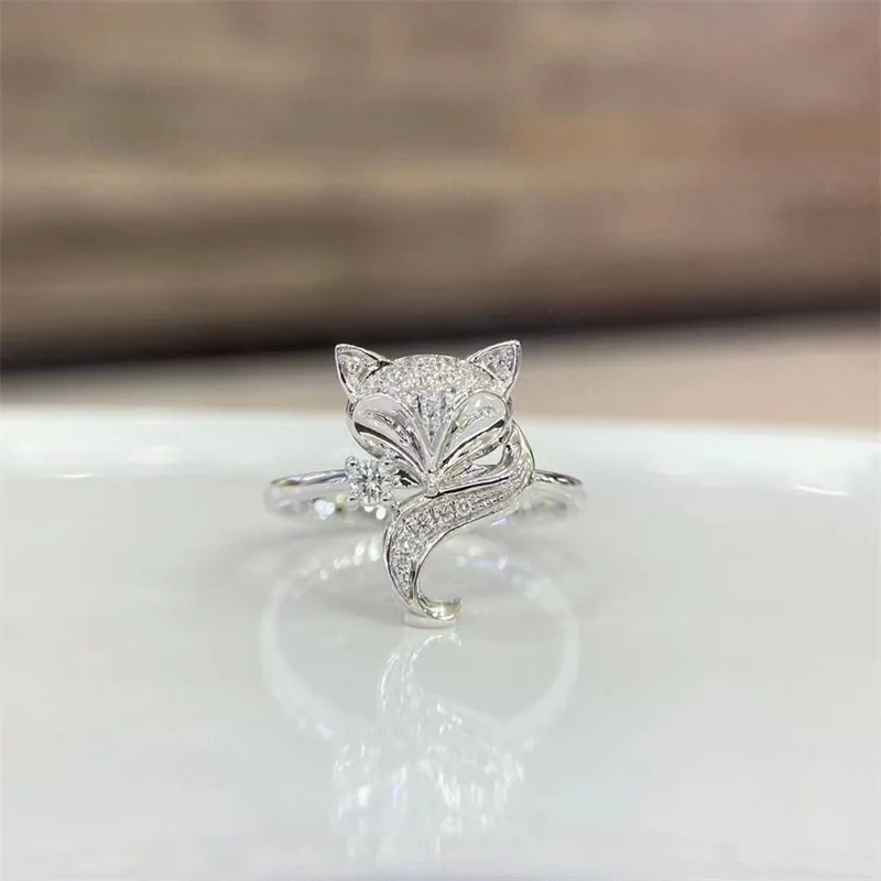 Unique-Design-925-Sterling-Silver-Fox-Rings-for-Women-Delicate-AAA ...