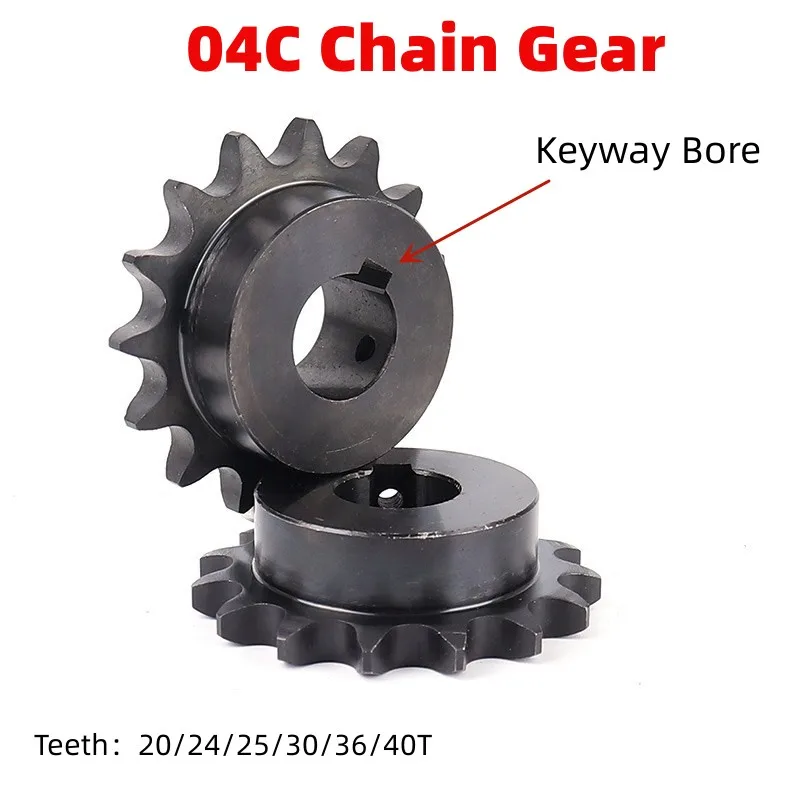 1Pcs 04C Chain Gear 45# Steel 20/24/25/30/36/40 Tooth 10-20mm Keyway ...