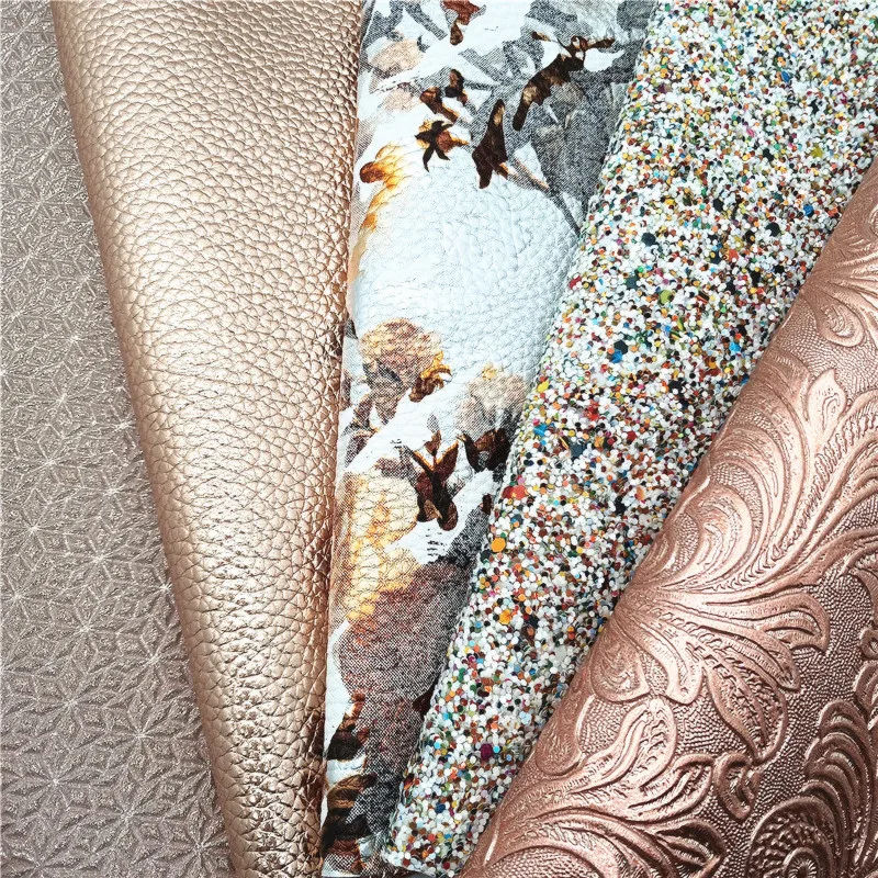 Snowflakes Textured Glitter Leather Sheet Floral Embossed Synthetic ...