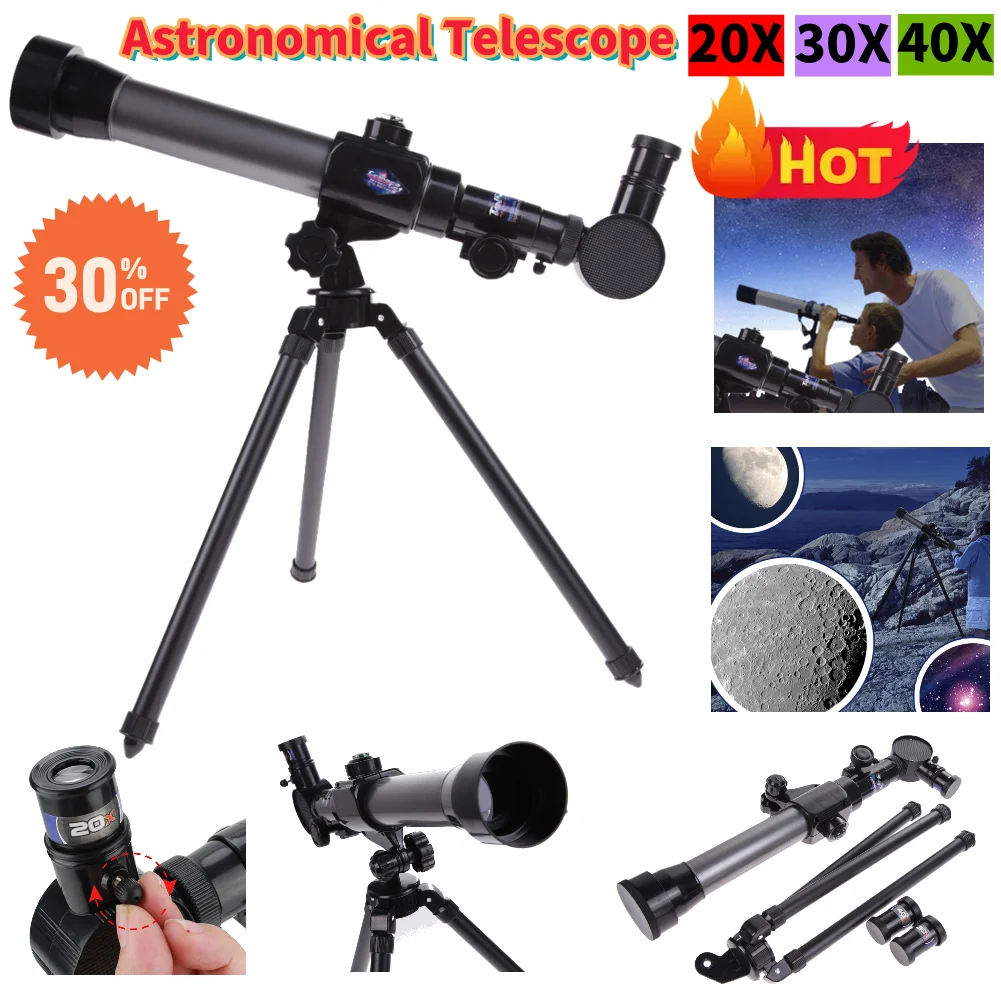 20/30/40X Professional Astronomical Telescope Refractor Monocular Long ...