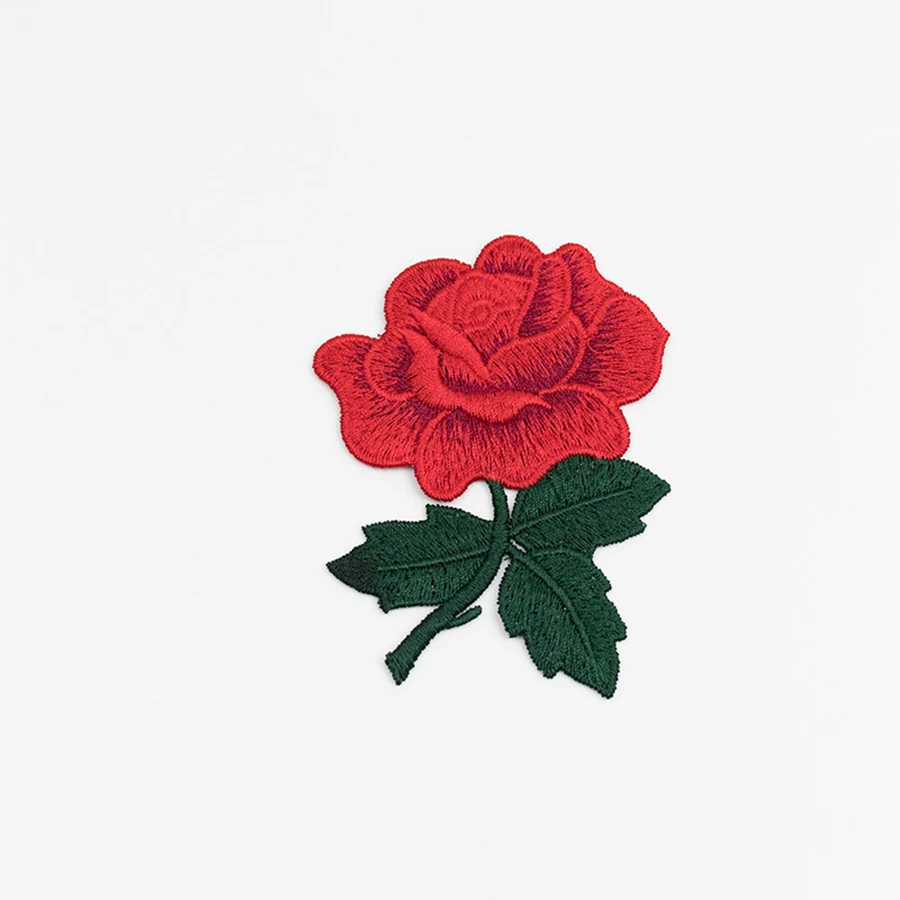 10Pcs-Red-Flower-Patch-Embroidered-Applique-Sew-On-Garment-Apparel ...