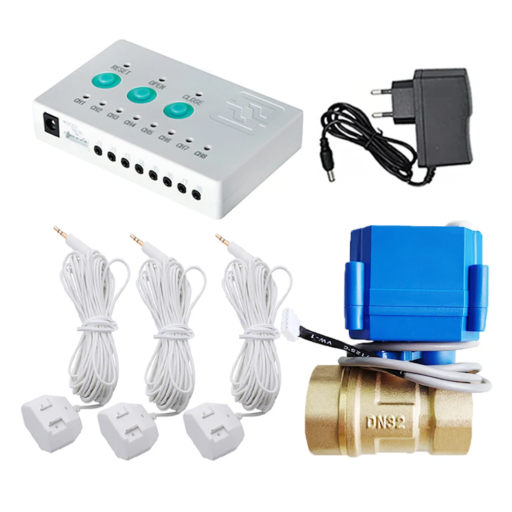 Water Leakage Sensor DN32 (1-1/4") Brass Smart Valve & 3pcs 6-meter ...