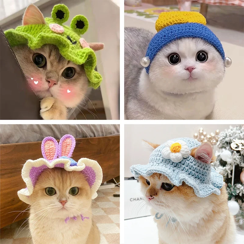 Funny-Hat-for-Cat-Cartoon-Crochet-Dress-Up-Costume-Pet-Hat-Cosplay ...