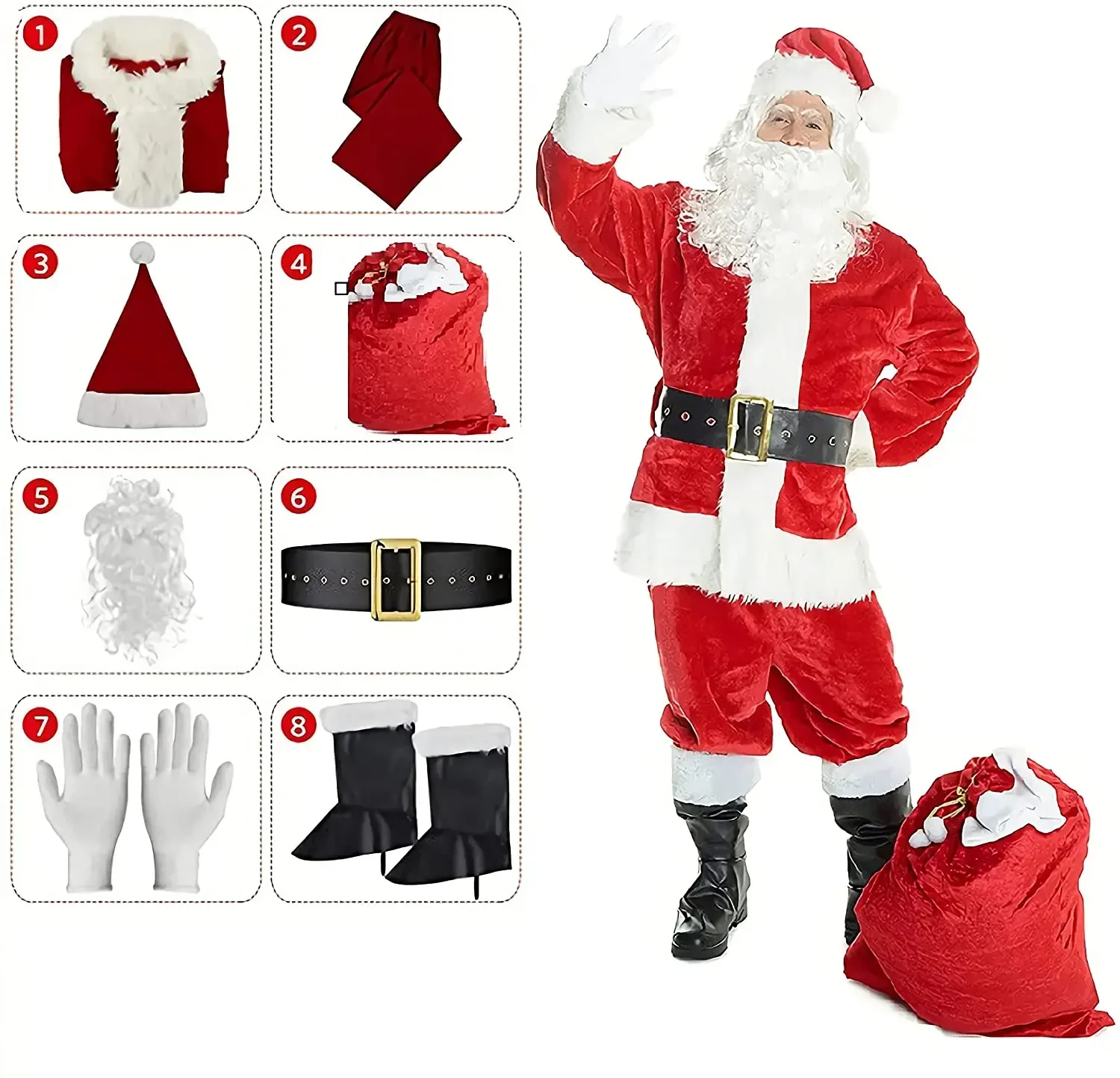 New-Year-Santa-Claus-Costume-Christmas-Party-Role-Play-Luxury-Classic ...
