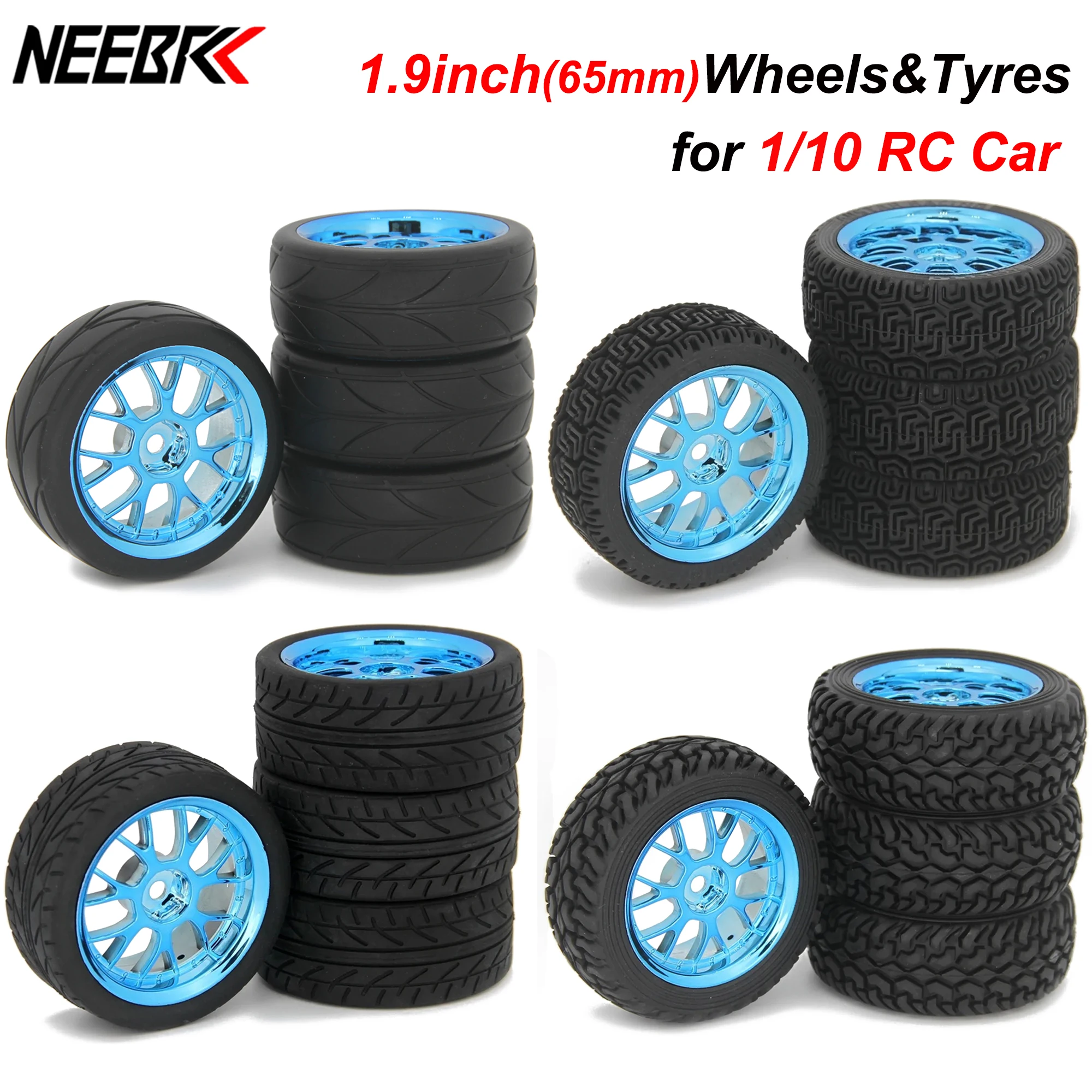 1.9 Inch Tires 65mm 12mm Hex Wheel Tyres Tires for 1/10 1/14 on Road RC ...