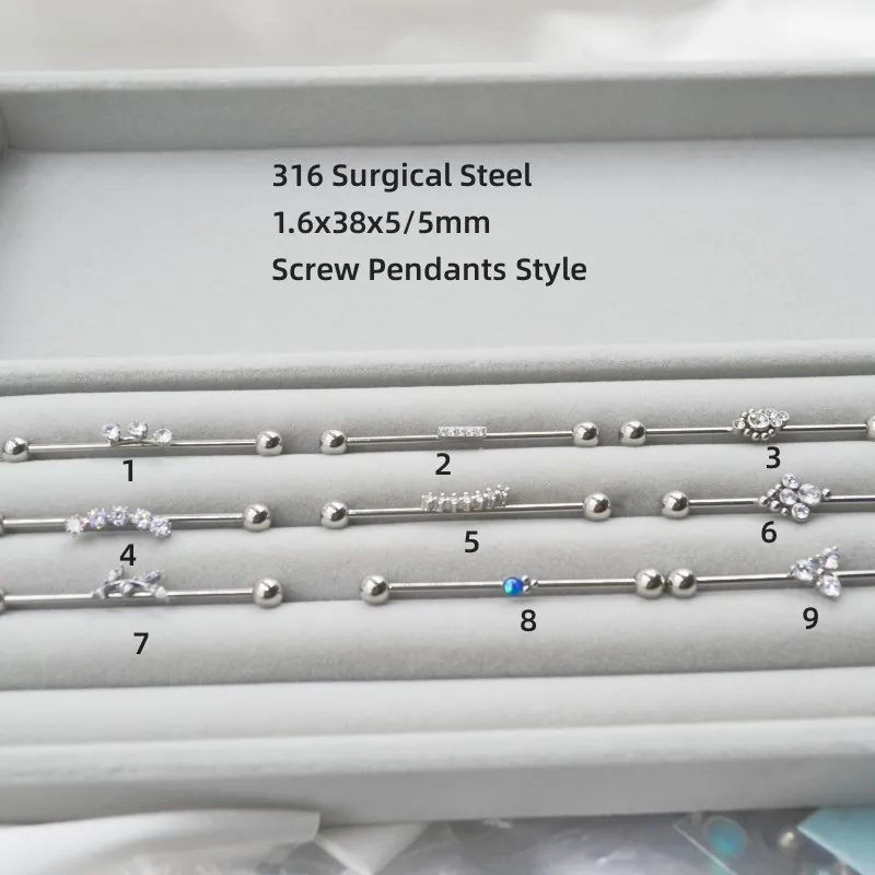 50pcs-14G-1-6mm-Screw-Internal-Rod-Ear-Straight-Helix-Scaffold-Long ...