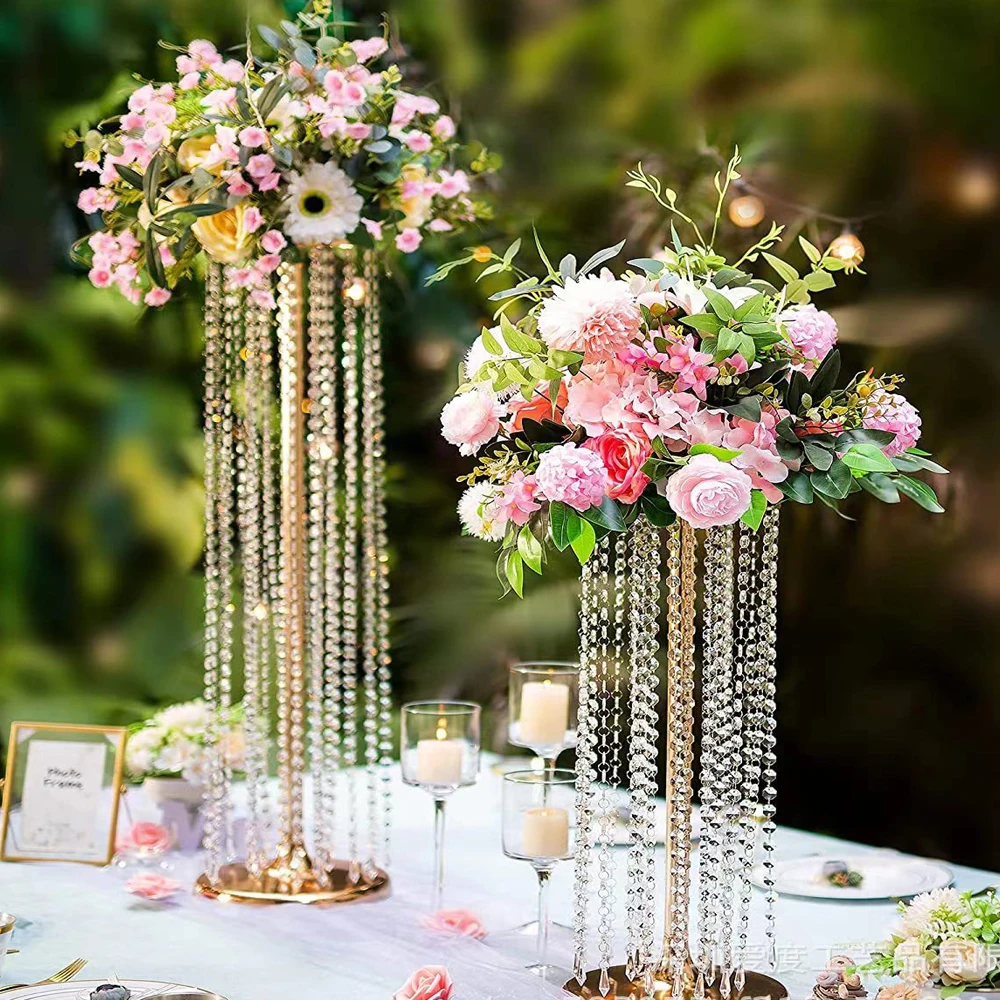 10Pcs-Lot-Cylinder-Round-Shape-Flower-Stand-Golden-Silver-Wedding-Table ...
