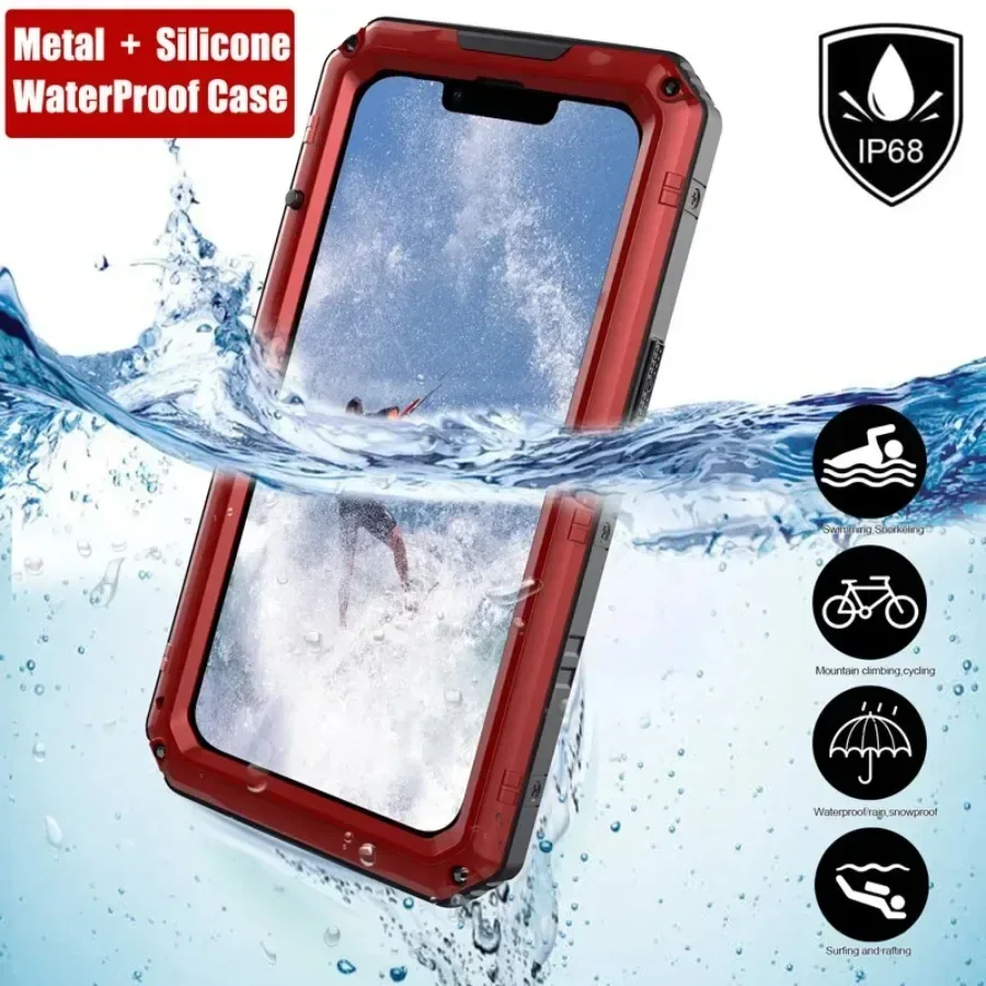 For-iPhone-15-14-Plus-13-12-11-Pro-Max-XS-XR-IP68-Waterproof-Metal ...