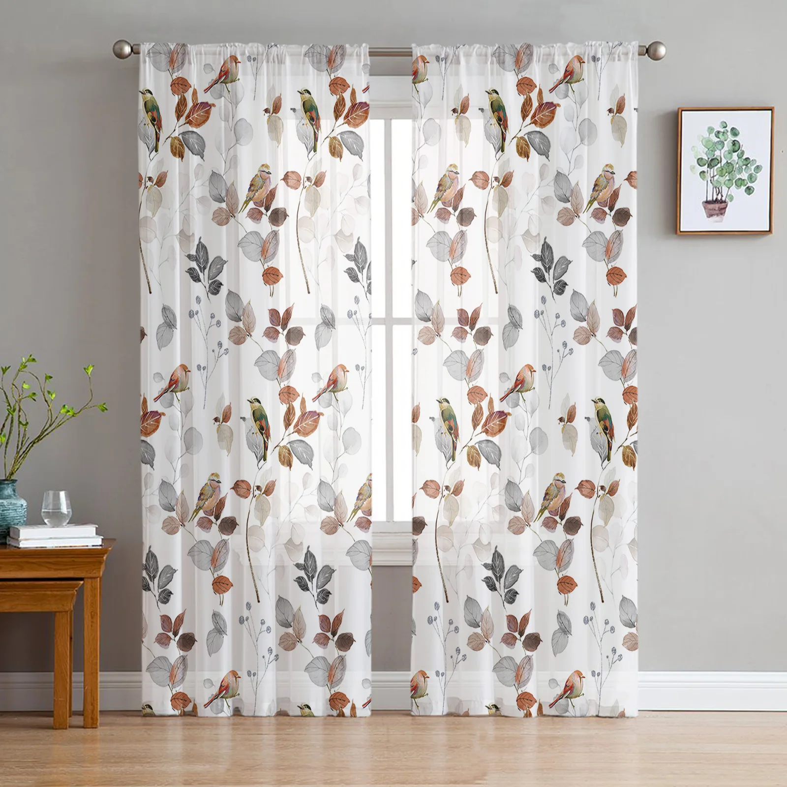 Leaf-American-Country-Leaf-Mockingbird-Sheer-Curtains-For-Living-Room ...
