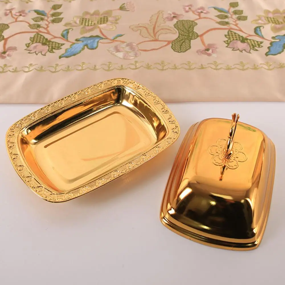 Golden-Silver-Color-Food-Container-Dustproof-Food-Tray-with-Lid ...