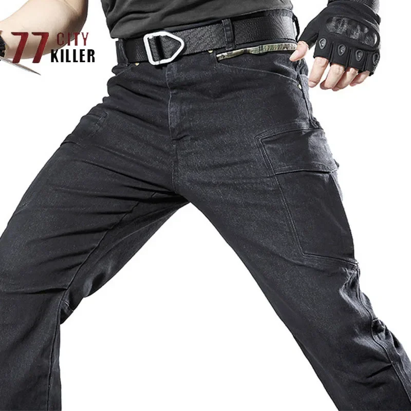 Men-Tactical-Jeans-Commuter-SWAT-Combat-Denim-Pants-Male-Multi-pocket ...