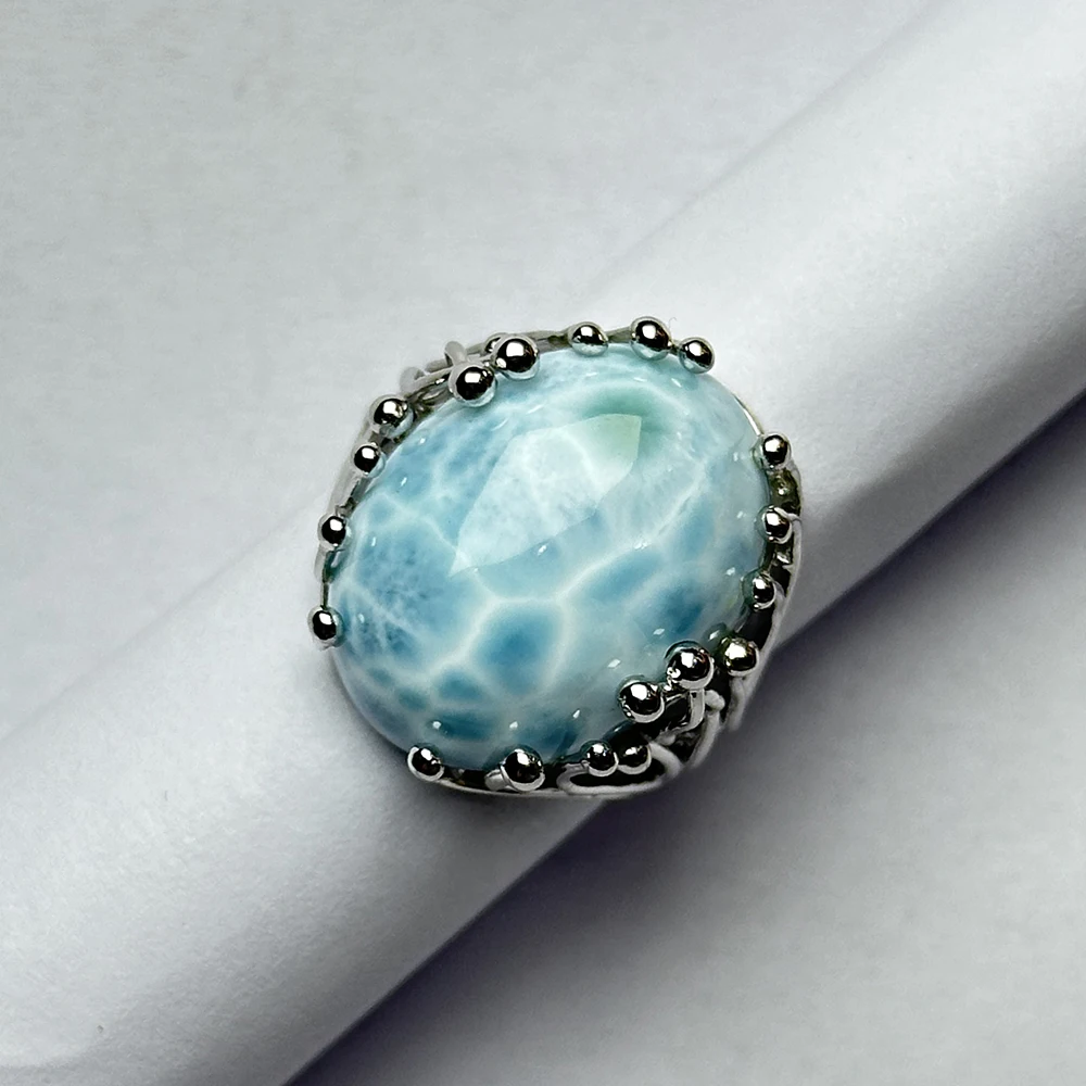 Natural-Larimar-925-silver-rings-for-women-blue-Larimar-gemstone-man ...
