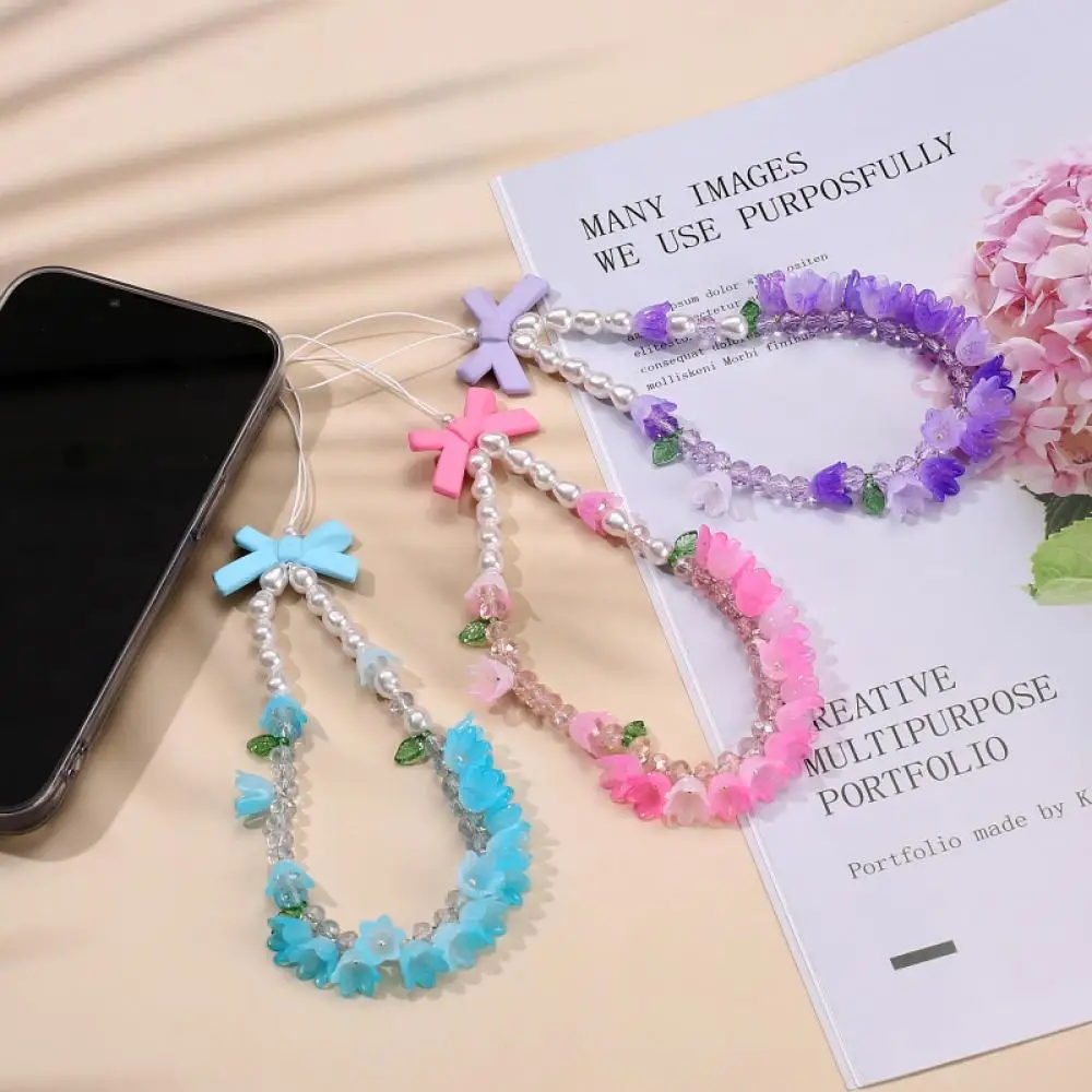 Fashion-Creative-Colorful-Bows-Flower-Beaded-Mobile-Phone-Chain-Acrylic ...