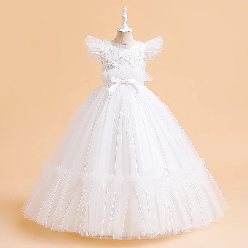 Elegant-Flower-Girls-Bridesmaid-Dress-Teen-Girl-White-First-Communion ...