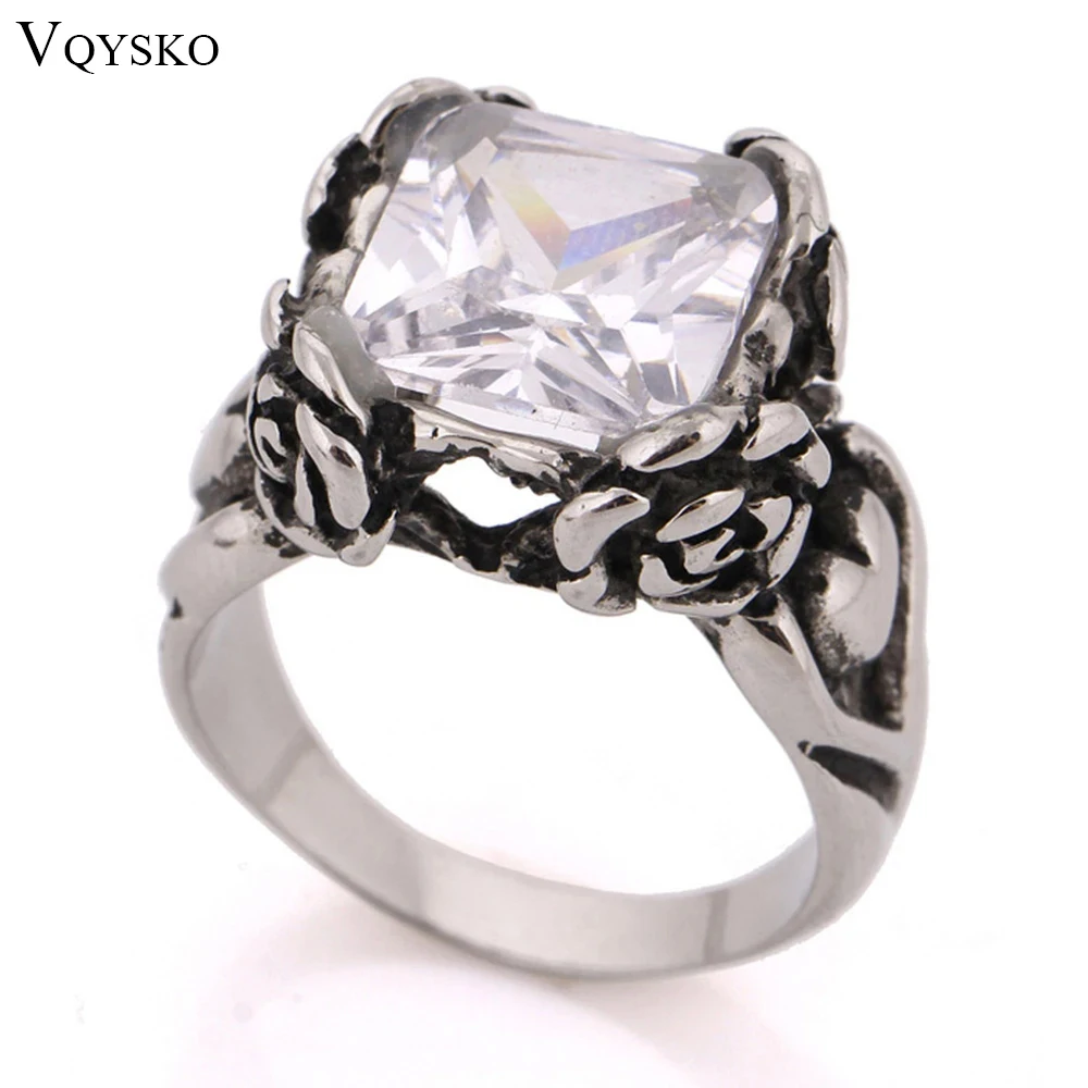 Fashion 316l Stainless Steel Crystal Rings Men Personality Unique Men's ...