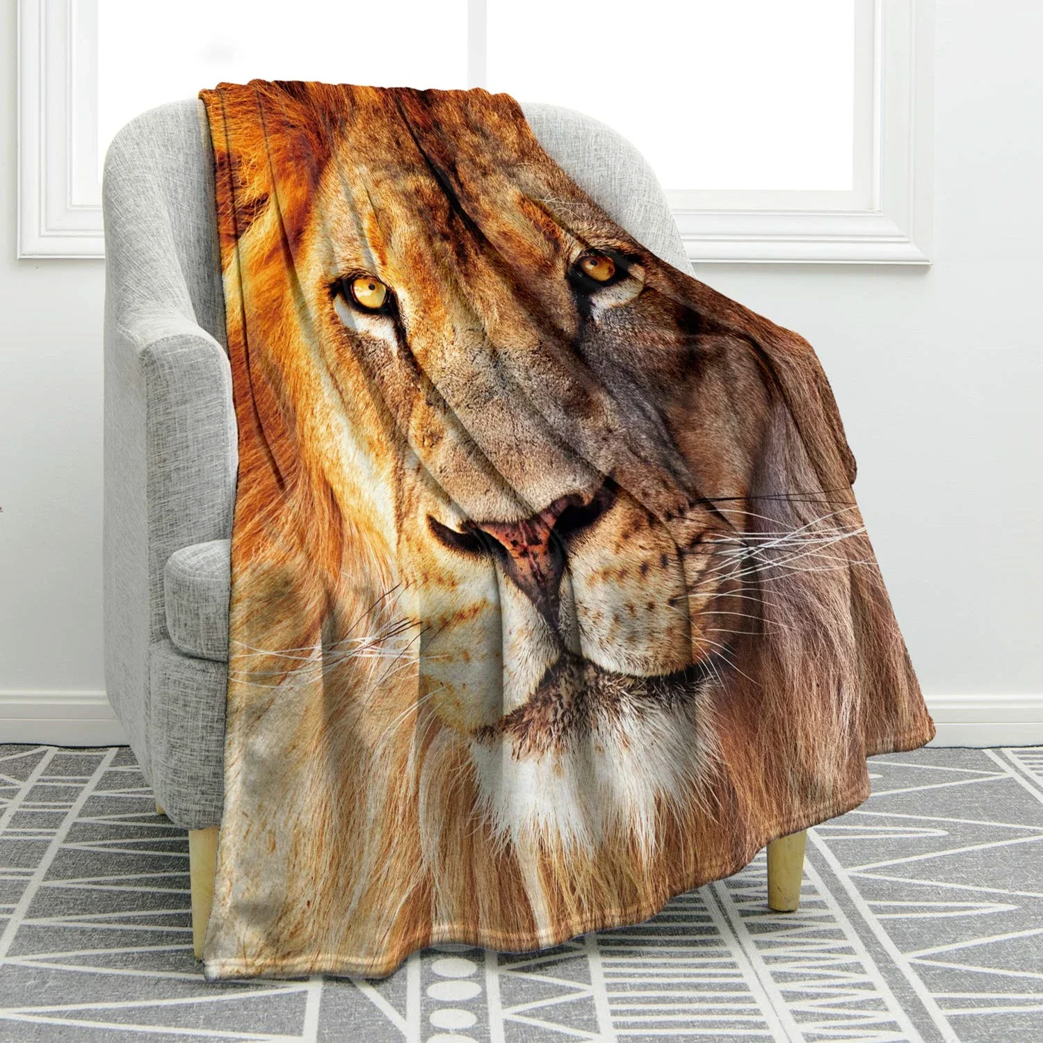Lion Throw Blanket Soft Warm Flannel Blanket Wildlife Animals Lion ...