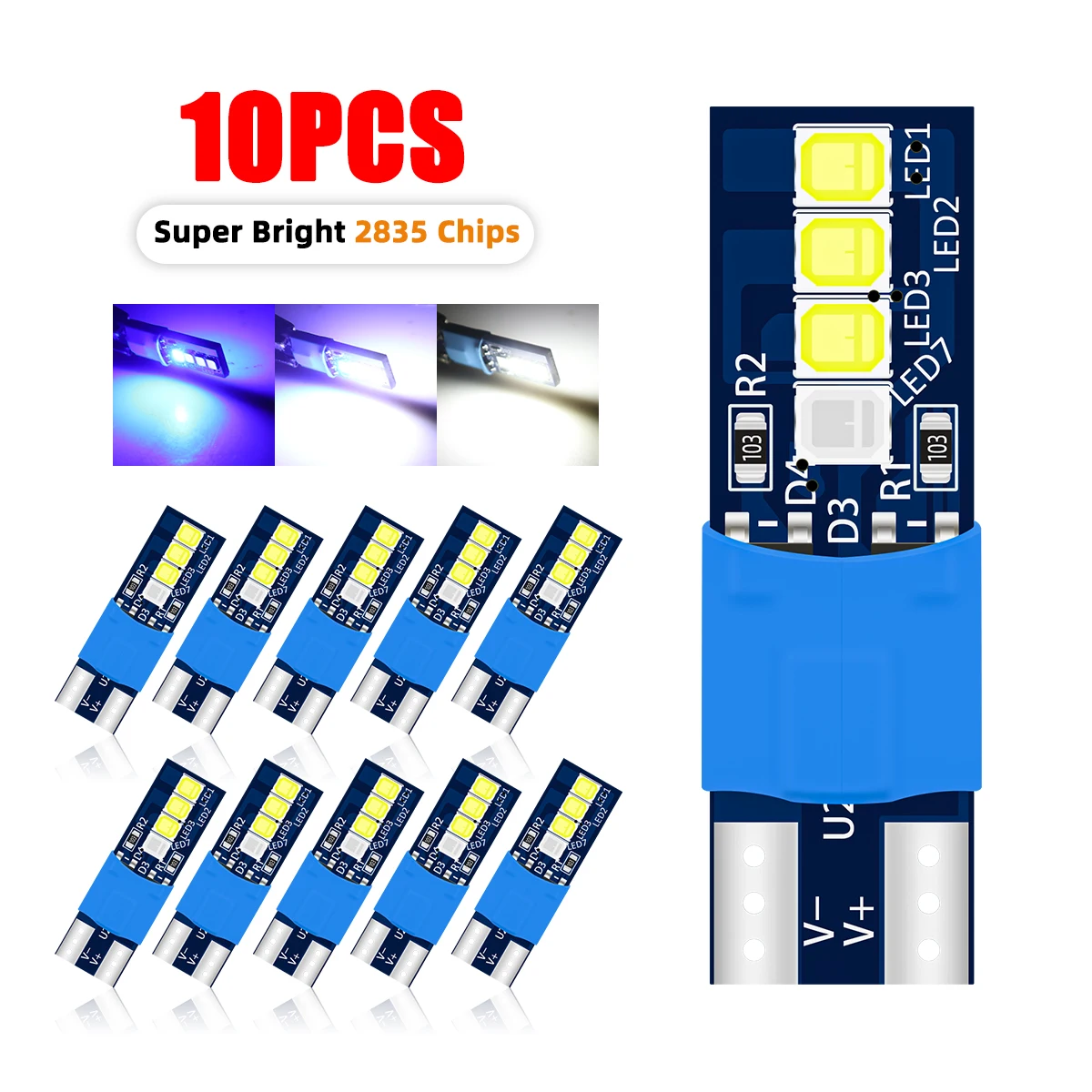 12v Automotive Bulb Chart 10 40 PCS CANBUS No Error T10 W5W LED Bulb