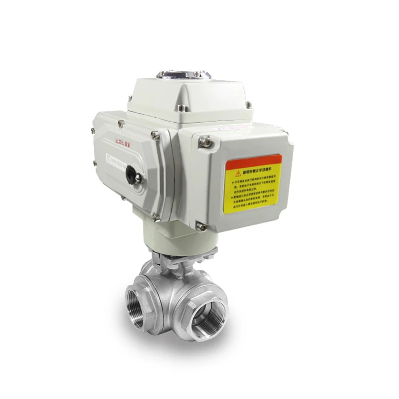 DN32 3 Way High Platform Motorized Ball Valve Stainless Steel Q911F-16P Female Thread Electric ...
