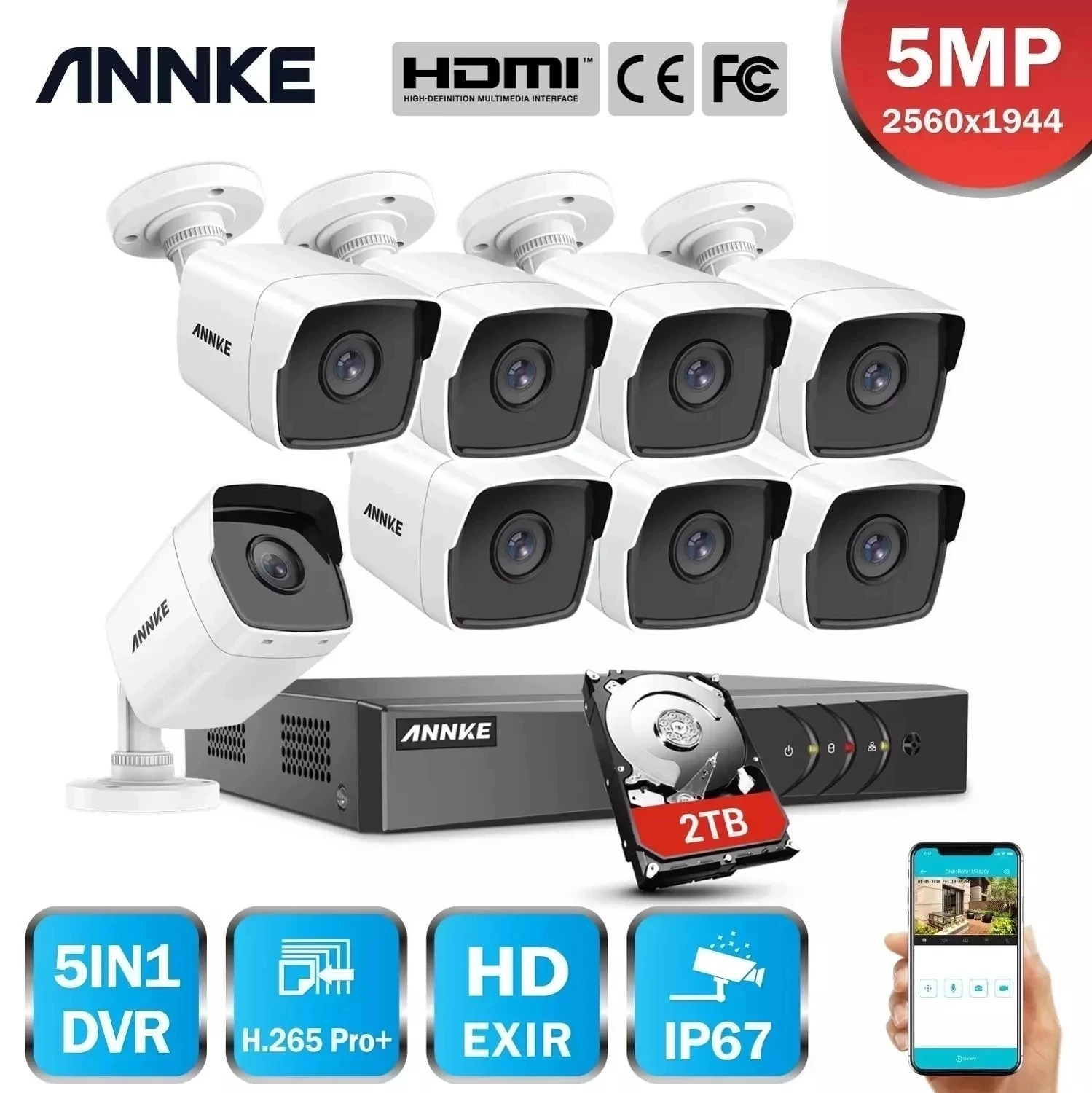 Annk H.265+ 5mp Lite Ultra Hd 8ch Dvr Cctv Security System Outdoor 5mp ...