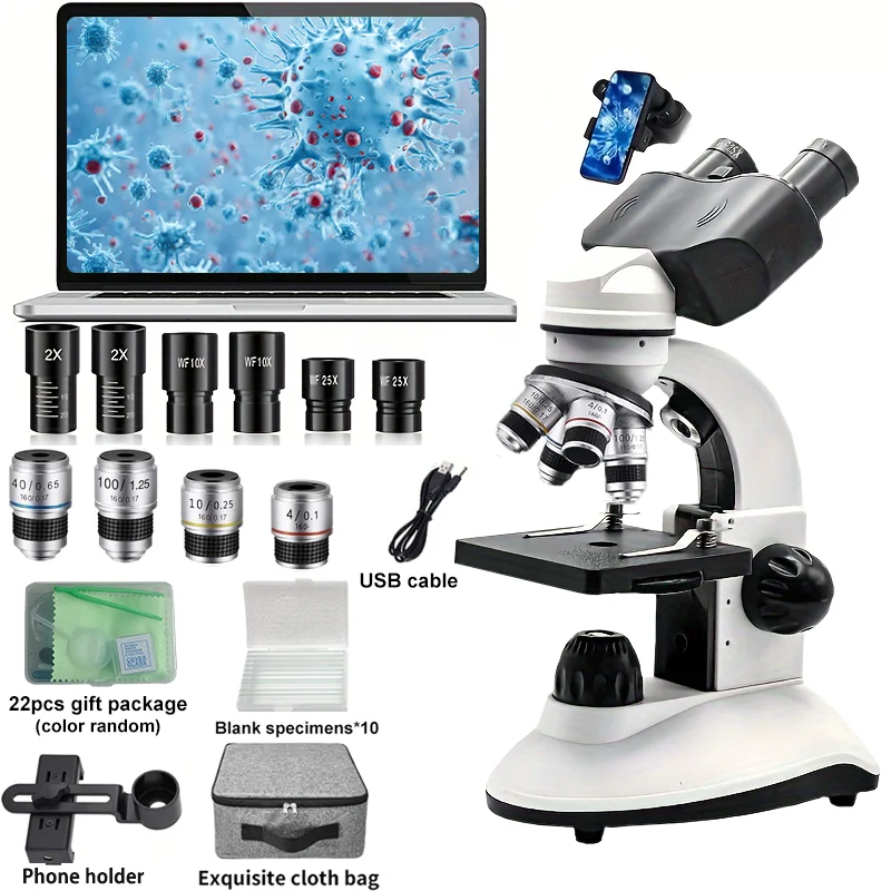Microscópio binocular composto óptico biológico profissional ...