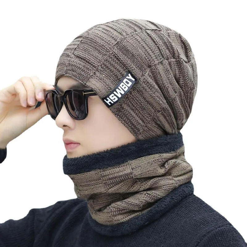 Neck-Warmer-Knitted-Hat-Scarf-Set-Fur-Wool-Lining-Thick-Warm-Knit ...