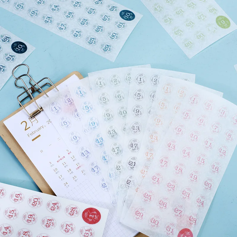 12-Sheets-365-Day-Date-Series-Round-Washi-Sticker-DIY-Decoration ...