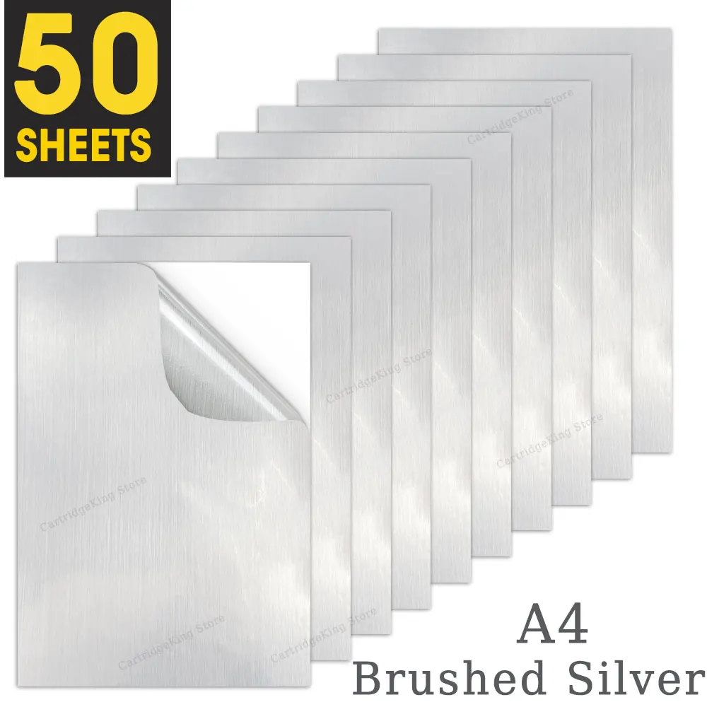 50 Sheets Brushed Silver Paper Printable Vinyl Sticker Paper Waterproof ...