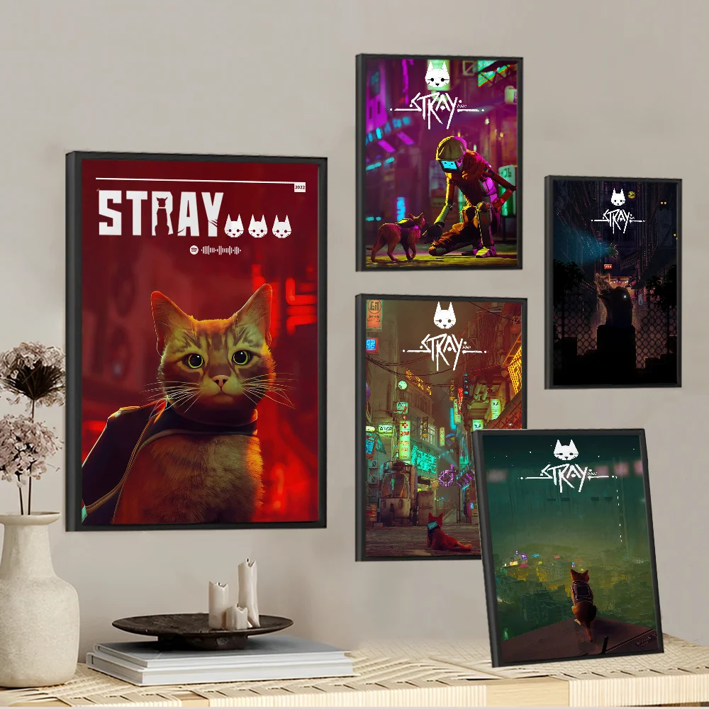 Stray Game Self-adhesive Art Poster Retro Kraft Paper Sticker DIY Room ...