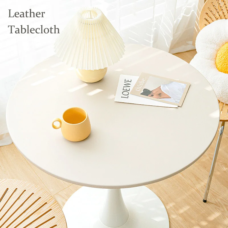 Round Leather Tablecloth For Dinner Table Cover Stain And Wrinkle ...