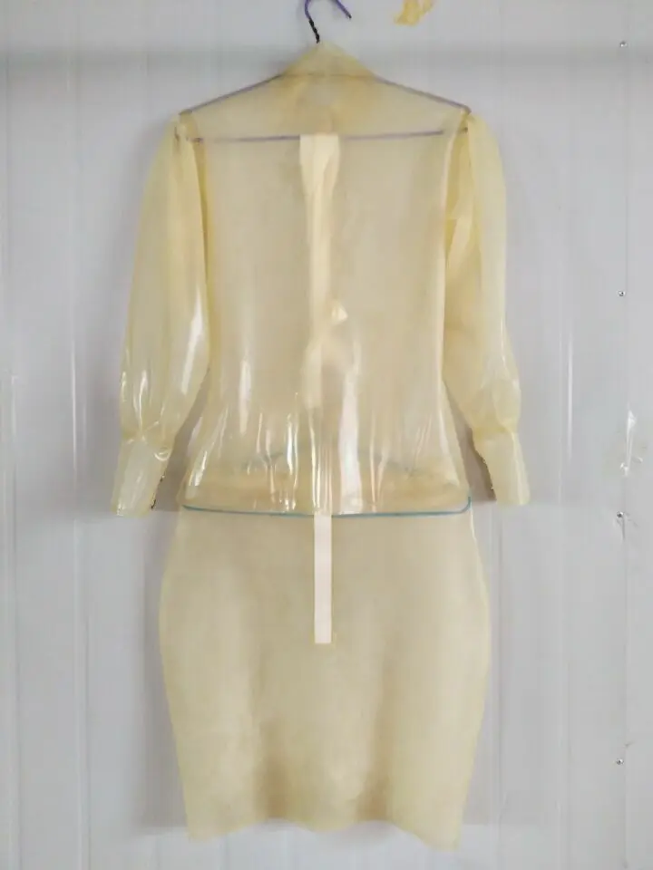 Latex kleid catsuit gummi transparent oberteile und röcke uniform ...