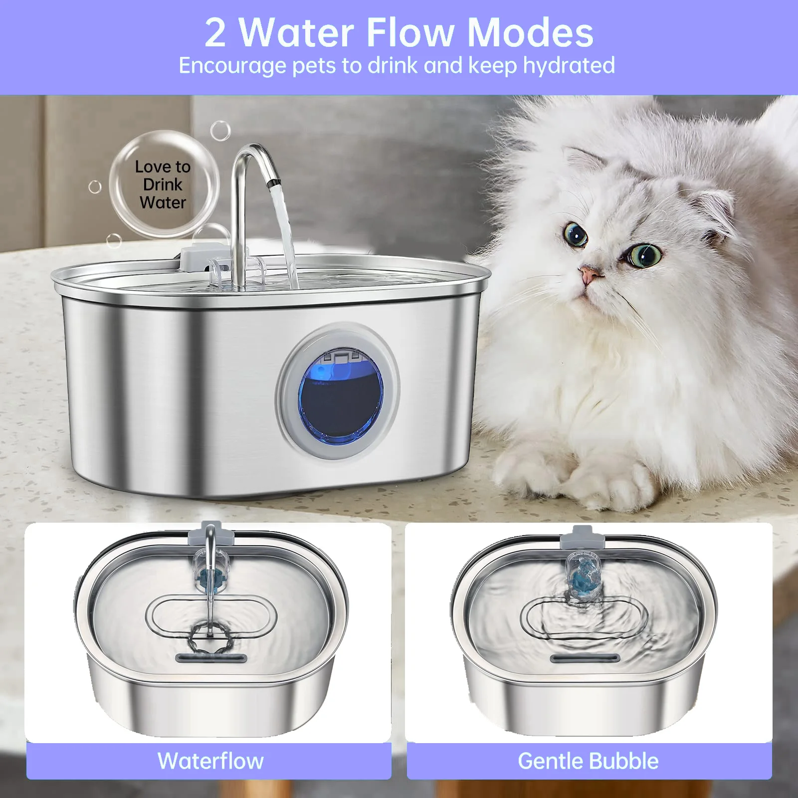Transparent-Window-Cat-Water-Dispenser-with-sensor-3-2L-108oz-Super ...