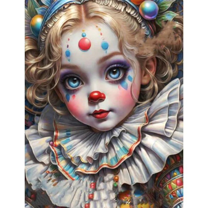AB Diamond cross stitch Painted Cute Clown Girl 5D DIY Diamond ...