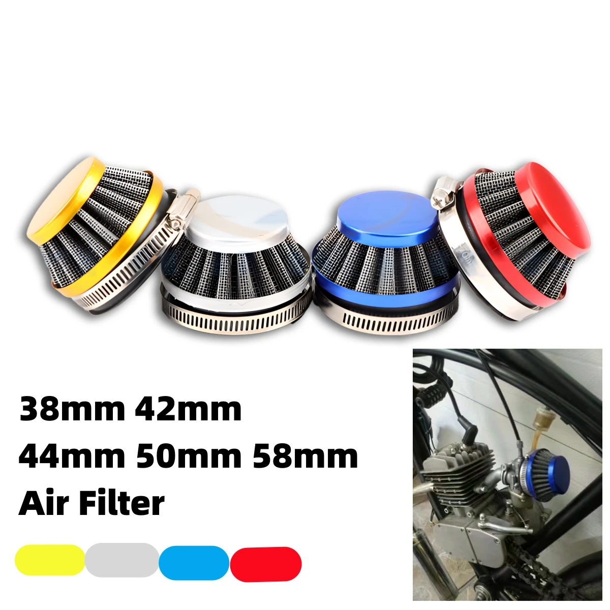 38mm-42mm-44mm-50mm-58mm-Air-Filter-Clearner-For-Gas-Motorized-Bicycle ...