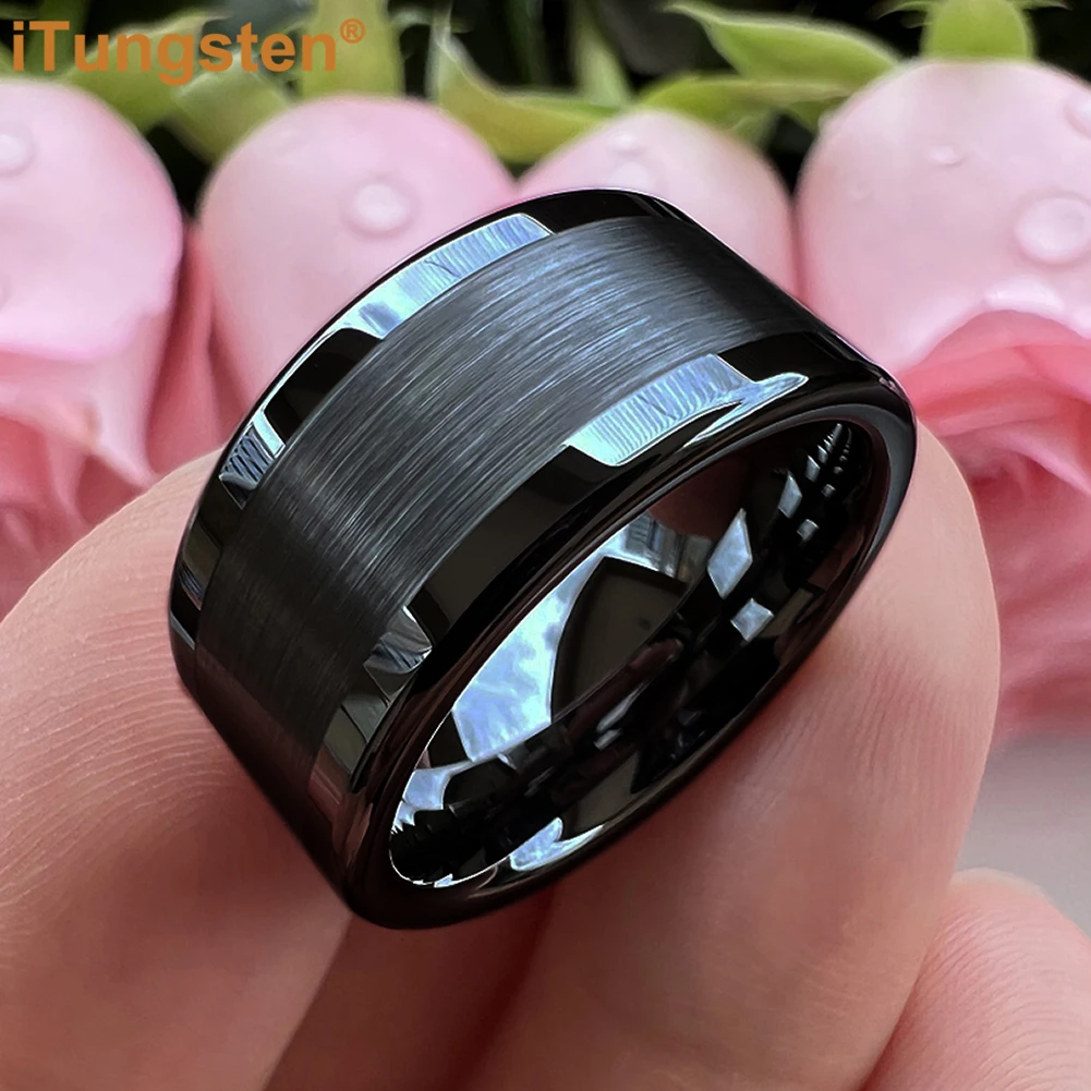 iTungsten-10mm-12mm-Big-Finger-Ring-Mens-Tungsten-Flat-Engagement ...