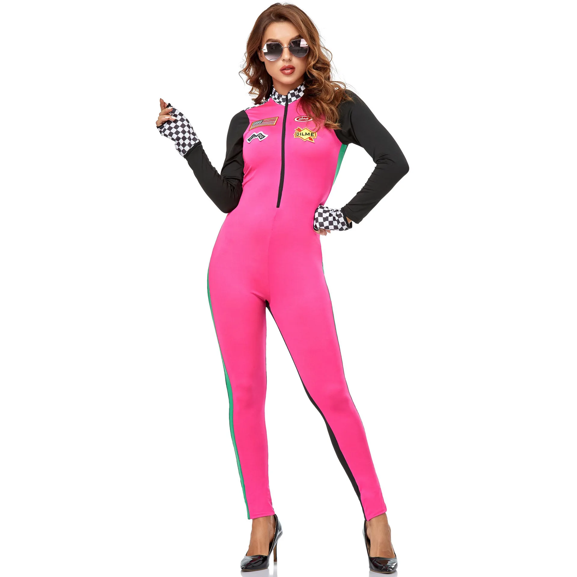 Pink-color-jumpsuit-motorcycle-suit-Racing-car-model-cheerleading ...