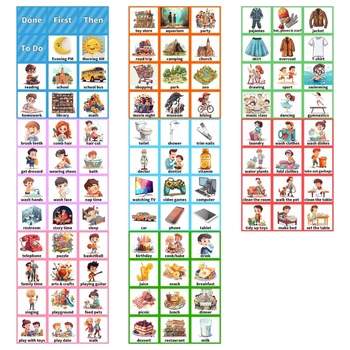 Kids Daily Schedule Chart 18+1 Pocket Visual Schedule Chart Visual ...