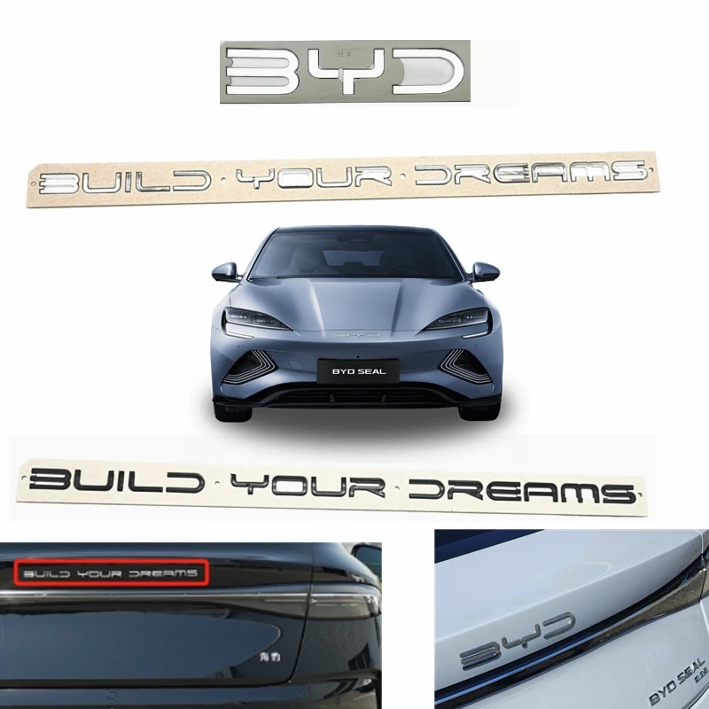 3D-ABS-Chrome-Black-Logo-Build-Your-Dreams-Emblem-Letters-Stiker-Car ...