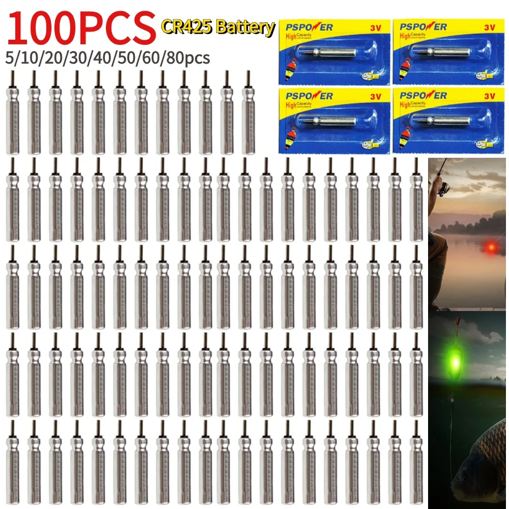 5-100PCS-Electronic-Fishing-Float-Lithium-Pin-Cell-CR425-Battery-Night ...