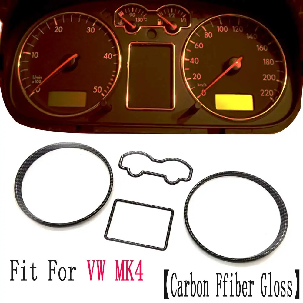 Carbon Fiber Gloss Speedometer Gauge Dial Rings Bezel Trim For VW Golf ...