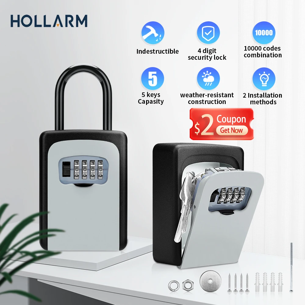 Hollarm-Password-Lock-Storage-Box-Outdoor-Weatherproof-Wall-Mount-Metal ...