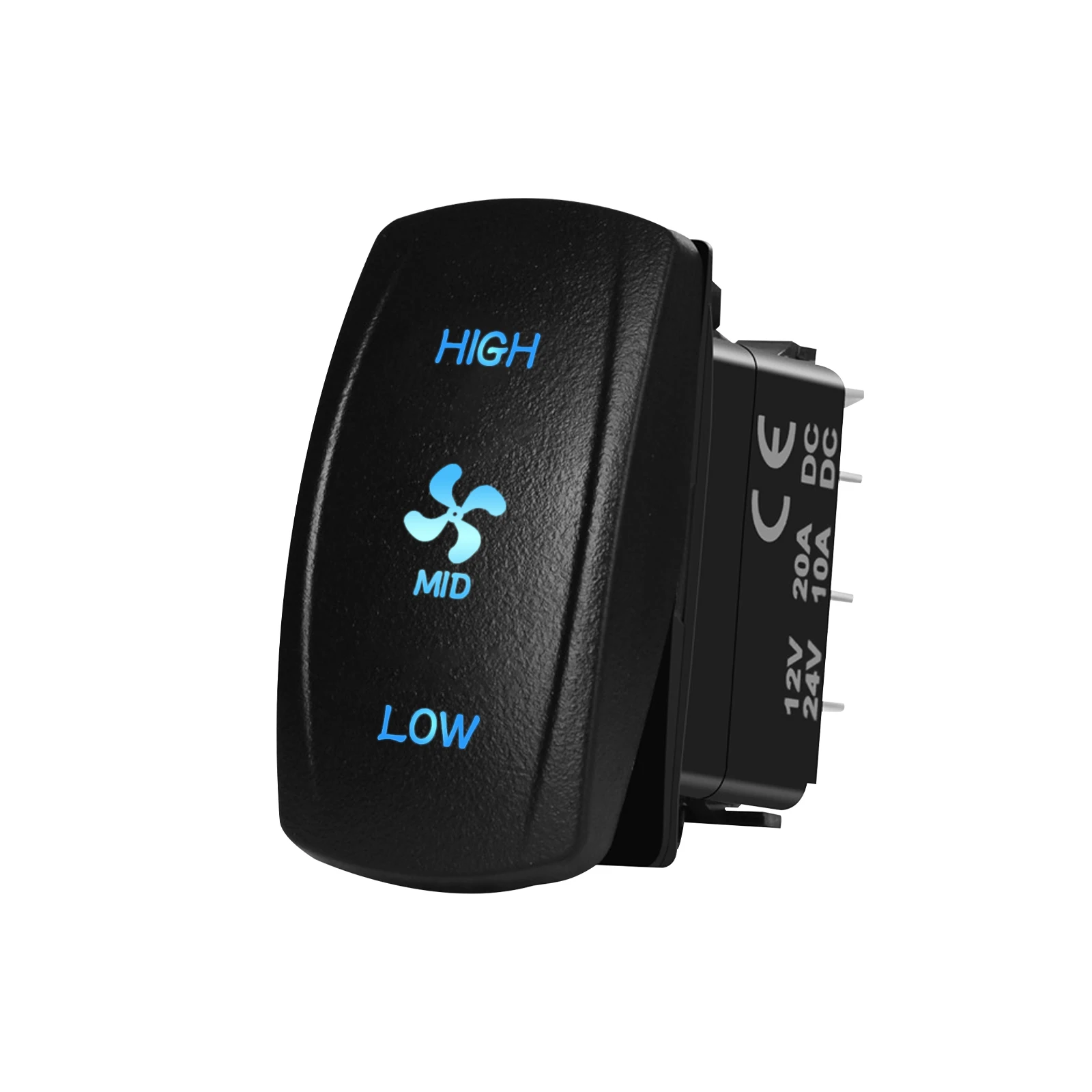 Marine Fan Rocker Switch 3 Speed HIGH/MID/LOW ON-ON-ON 12V Waterproof ...