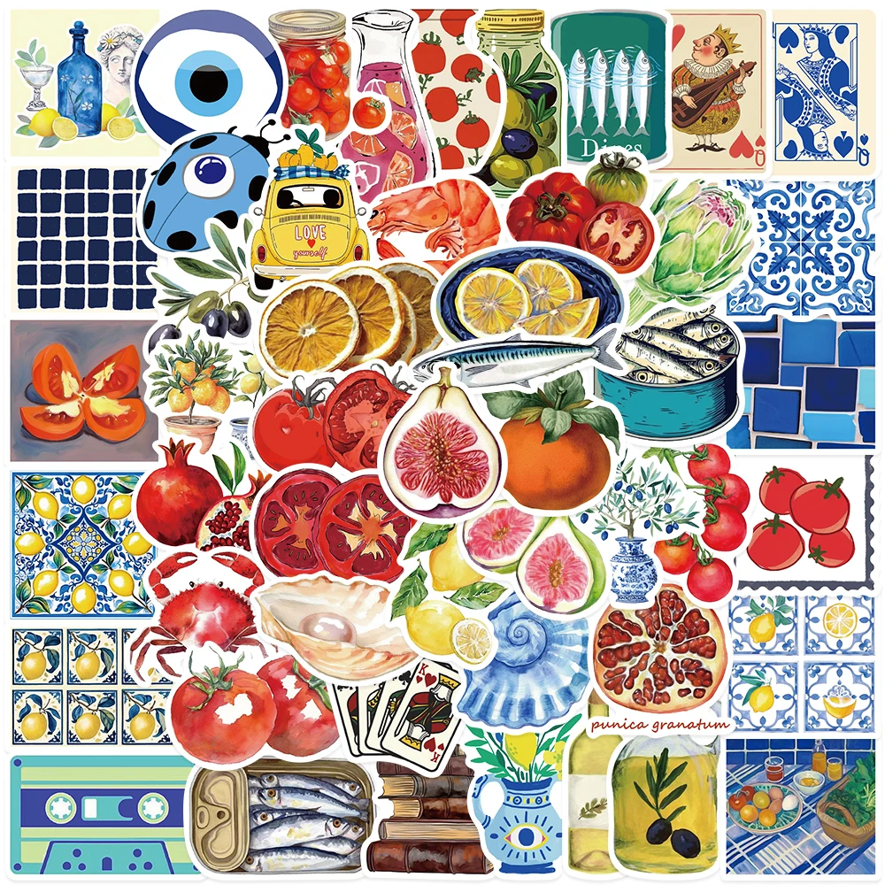 50pcs Cute Cartoon Fresh Mediterranean Tomato Aesthetic Stickers For ...
