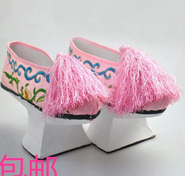 Chinese Qing Dynasty Princess Shoes Women High Heel Embroidered Ancient ...