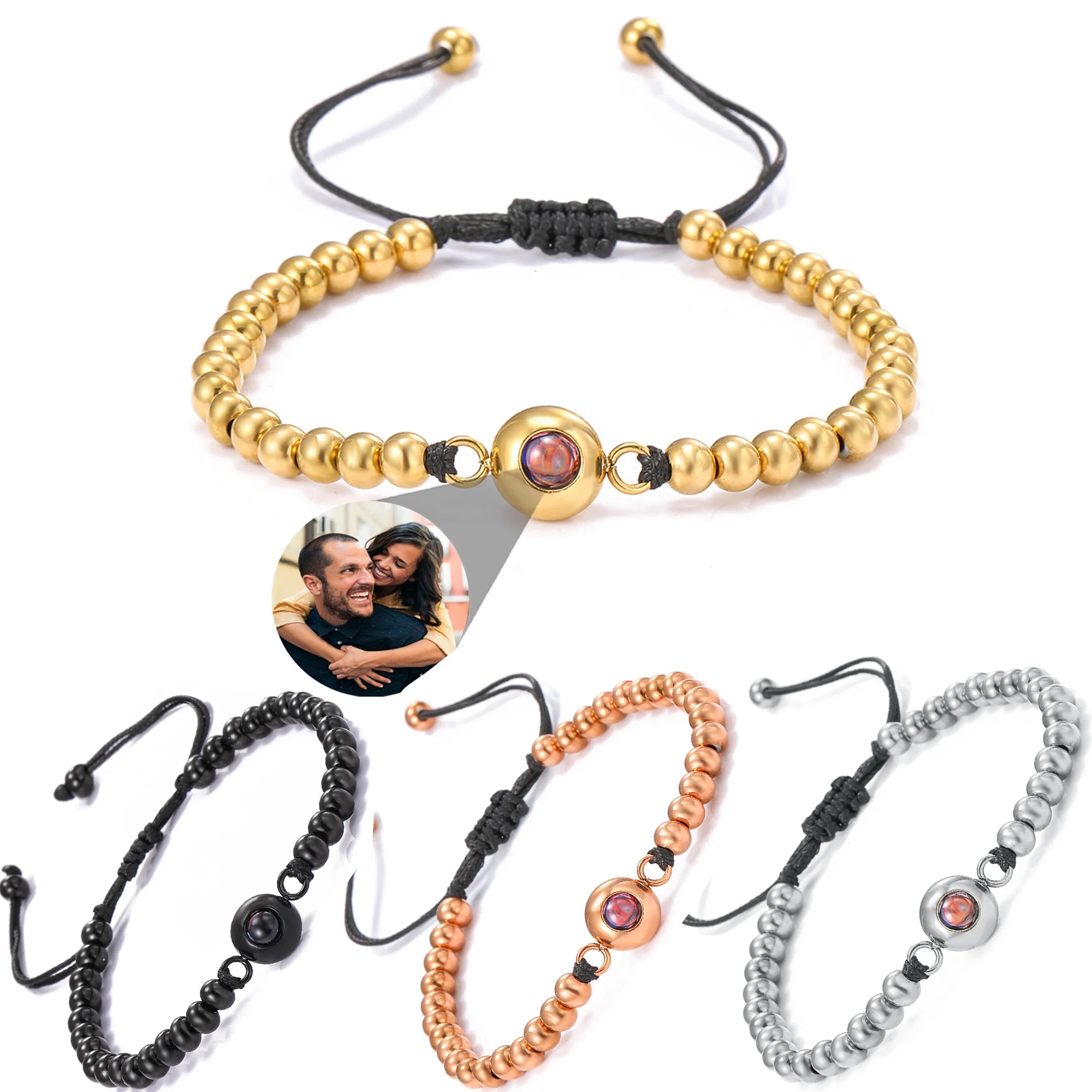 Custom Stainless Projection Photo Bracelet Custom Family Pet Couples ...
