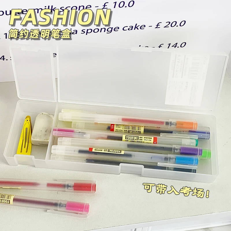 Transparent-Simple-Pencil-Case-Frosted-Plastic-Pens-Storage-Box ...